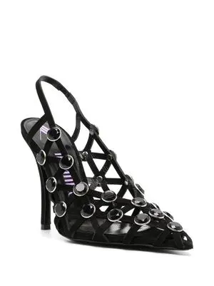 Attico 125mm Embellished Slingback Pumps - Black