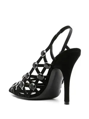 Attico 125mm Embellished Slingback Pumps - Black