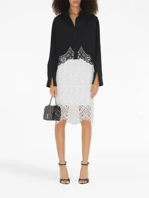 Burberry Macramé-lace Pencil Midi Skirt - White