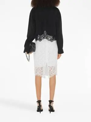 Burberry Macramé-lace Pencil Midi Skirt - White