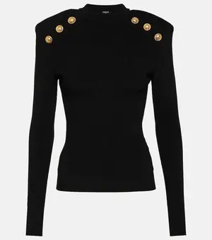 Balmain Embellished Knit Sweater - Black