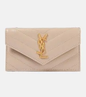 Saint Laurent Cassandre Leather Wallet Beige