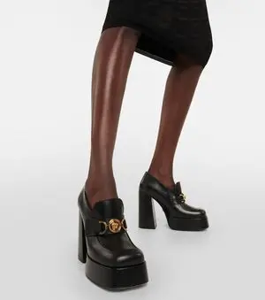 Versace Aevitas Leather Platform Loafer Pumps