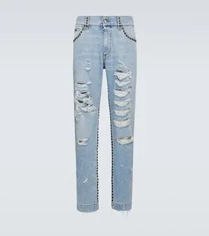 Dolce & Gabbana Distressed Mid-rise Straight Jeans