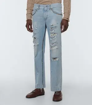 Dolce & Gabbana Distressed Mid-rise Straight Jeans
