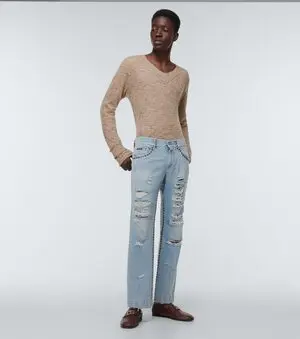 Dolce & Gabbana Distressed Mid-rise Straight Jeans