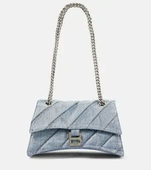 Balenciaga Crush Medium Denim Shoulder Bag