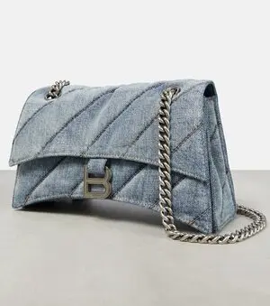 Balenciaga Crush Medium Denim Shoulder Bag