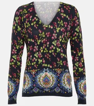 Etro Printed Silk-blend Sweater - Multicoloured