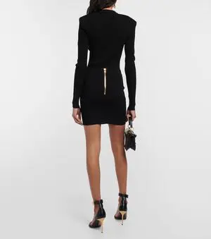 Balmain High-rise Knit Miniskirt - Black