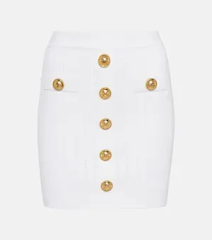 Balmain High-rise Knit Mini Skirt - White