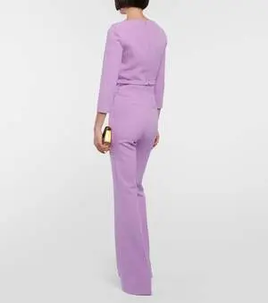 Safiyaa Alexa High-rise Flared Crêpe Trousers - Purple