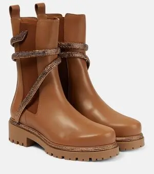 Rene Caovilla Chelsea Leather Ankle Boots - Brown