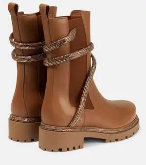 Rene Caovilla Chelsea Leather Ankle Boots - Brown