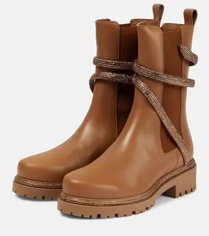 Rene Caovilla Chelsea Leather Ankle Boots - Brown