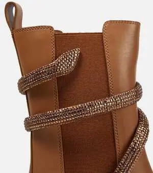 Rene Caovilla Chelsea Leather Ankle Boots - Brown