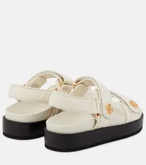 Tory Burch Double T Leather Sandals - White