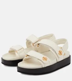 Tory Burch Double T Leather Sandals - White