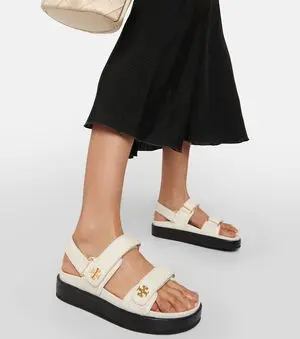 Tory Burch Double T Leather Sandals - White