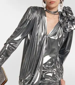Magda Butrym Metallic Appliqué Blouse - Silver