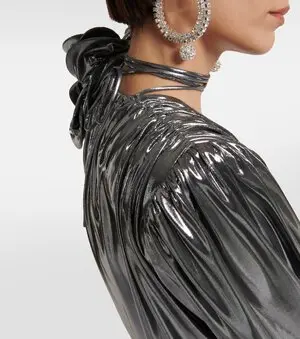 Magda Butrym Metallic Appliqué Blouse - Silver