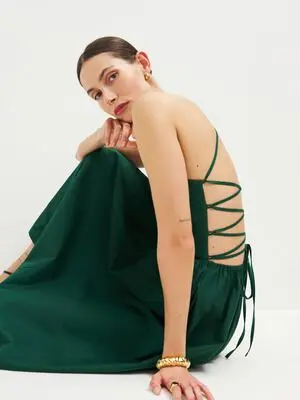 emerald green reformation dress Rent The Breslin Metallic Green Midi Dress By Reformation