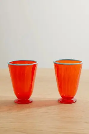 La DoubleJ Rainbow Set Of Two Murano Glasses - Orange