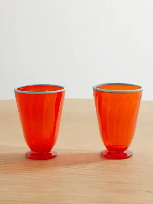 La DoubleJ Rainbow Set Of Two Murano Glasses Orange