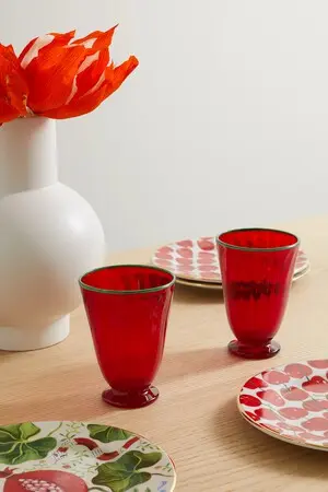La DoubleJ Rainbow Set Of Two Murano Glasses - Red
