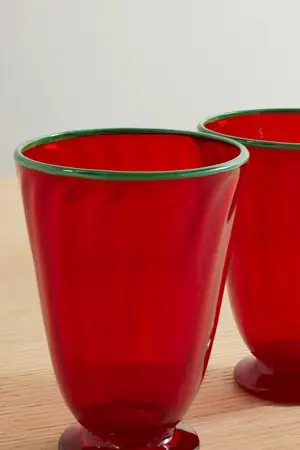 La DoubleJ Rainbow Set Of Two Murano Glasses - Red