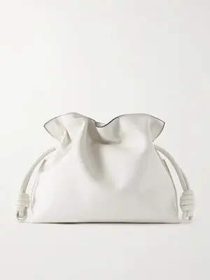 Loewe Flamenco Medium Leather Clutch Bag White