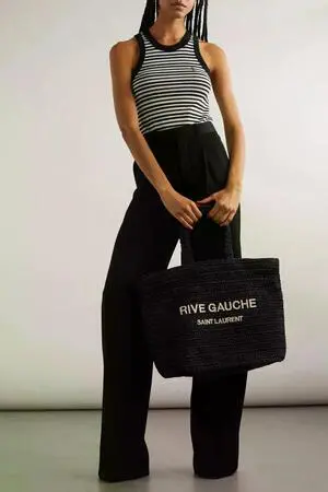 Saint Laurent Distressed Striped Tank - Black
