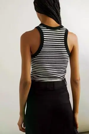 Saint Laurent Distressed Striped Tank