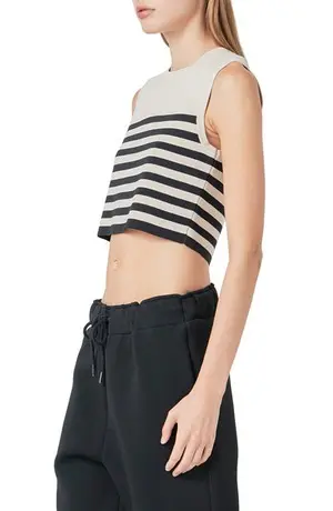 GREY LAB Stripe Crop Tank - Beige/black
