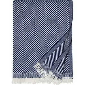 SFERRA Costa Cotton Throw Navy