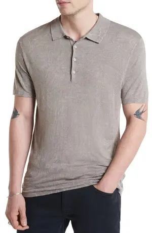 John Varvatos Chatham Regular Fit Textured Wool Blend Polo