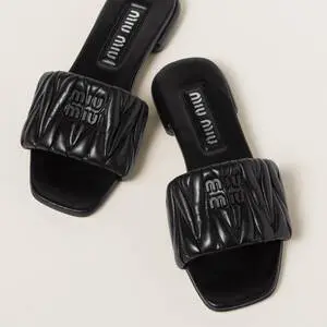 Miu Miu Matelassé Nappa Leather Slides