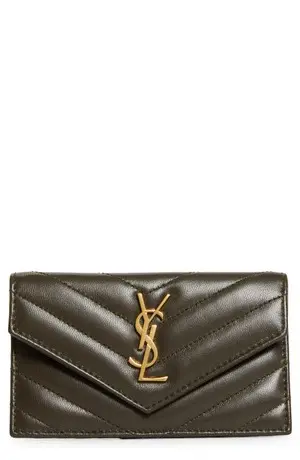 Saint Laurent Cassandre Envelope Flap Card Case Light Musk