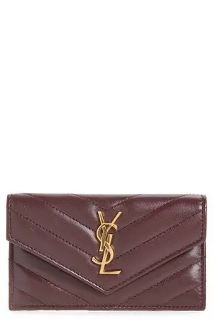 Saint Laurent Saint Laurent Cassandre Envelope Flap Card Case Rouge Cabernet