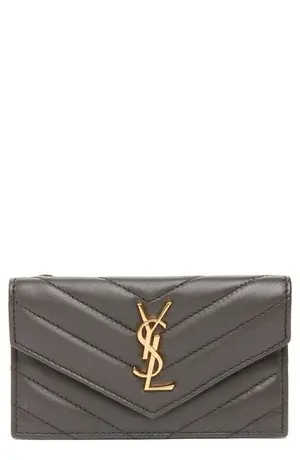 Saint Laurent Cassandre Envelope Flap Card Case - Urban Grey