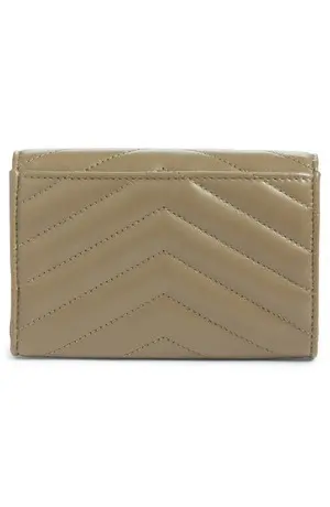 Saint Laurent Small Matelassé Leather Envelope Wallet - Strong Moss