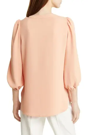 Anne Klein Three Quarter Sleeve Split Neck Top