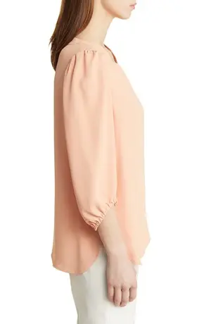 Anne Klein Three Quarter Sleeve Split Neck Top
