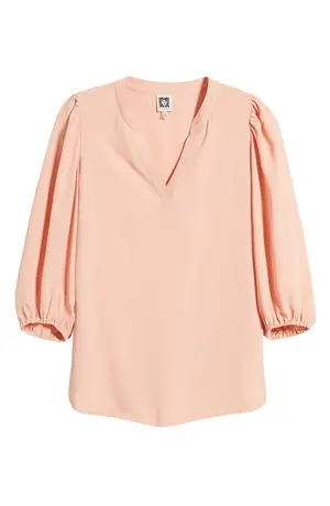 Anne Klein Three Quarter Sleeve Split Neck Top