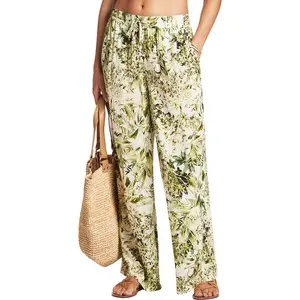SEA LEVEL Printed Cover-up Palazzo Pants - Green White