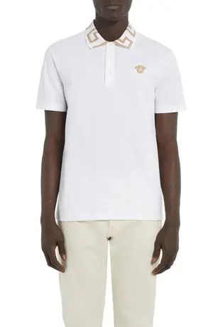Versace Spread Collar Polos For Men