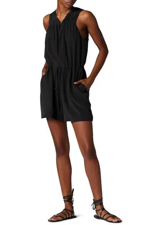 Equipment Lamara Sleeveless Silk Romper - True Black