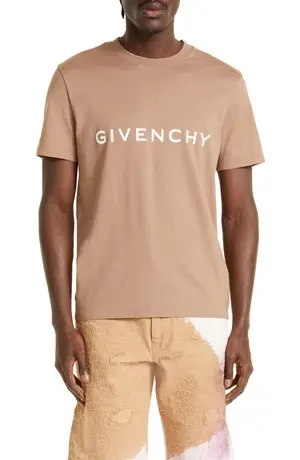Givenchy Logo Slim Fit Cotton T-shirt Beige/ Camel