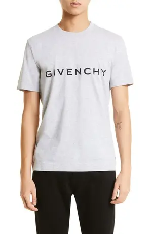 Givenchy Logo Slim Fit Cotton T-shirt Light Grey Melange