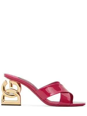 Dolce & Gabbana 75mm Patent Leather Mules Sandals - Fuchsia